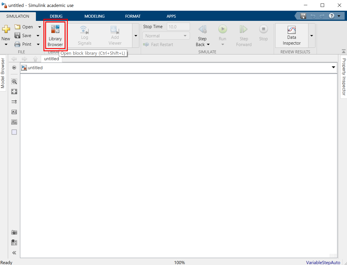 MATLAB Simulink Library Browser
