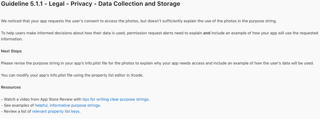 [문제 해결] 애플 앱심사 문제 해결 Guideline 5.1.1 - Legal - Privacy - Data Collection and Storage