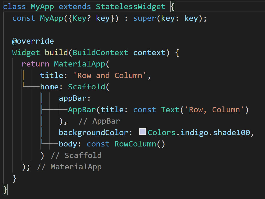 [Flutter Layout] 7. Row, Column 위젯 정렬하기, 위젯 축