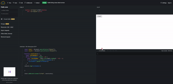 Vanilla JS. 로또 추첨기(while) + 추가ver. for