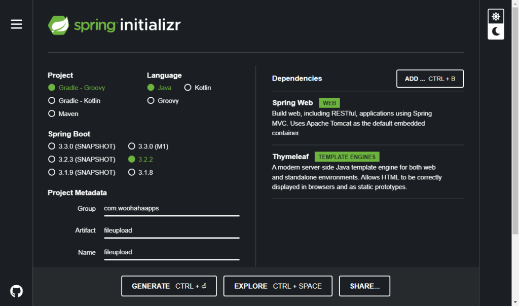 spring boot + gradle Project 만들기