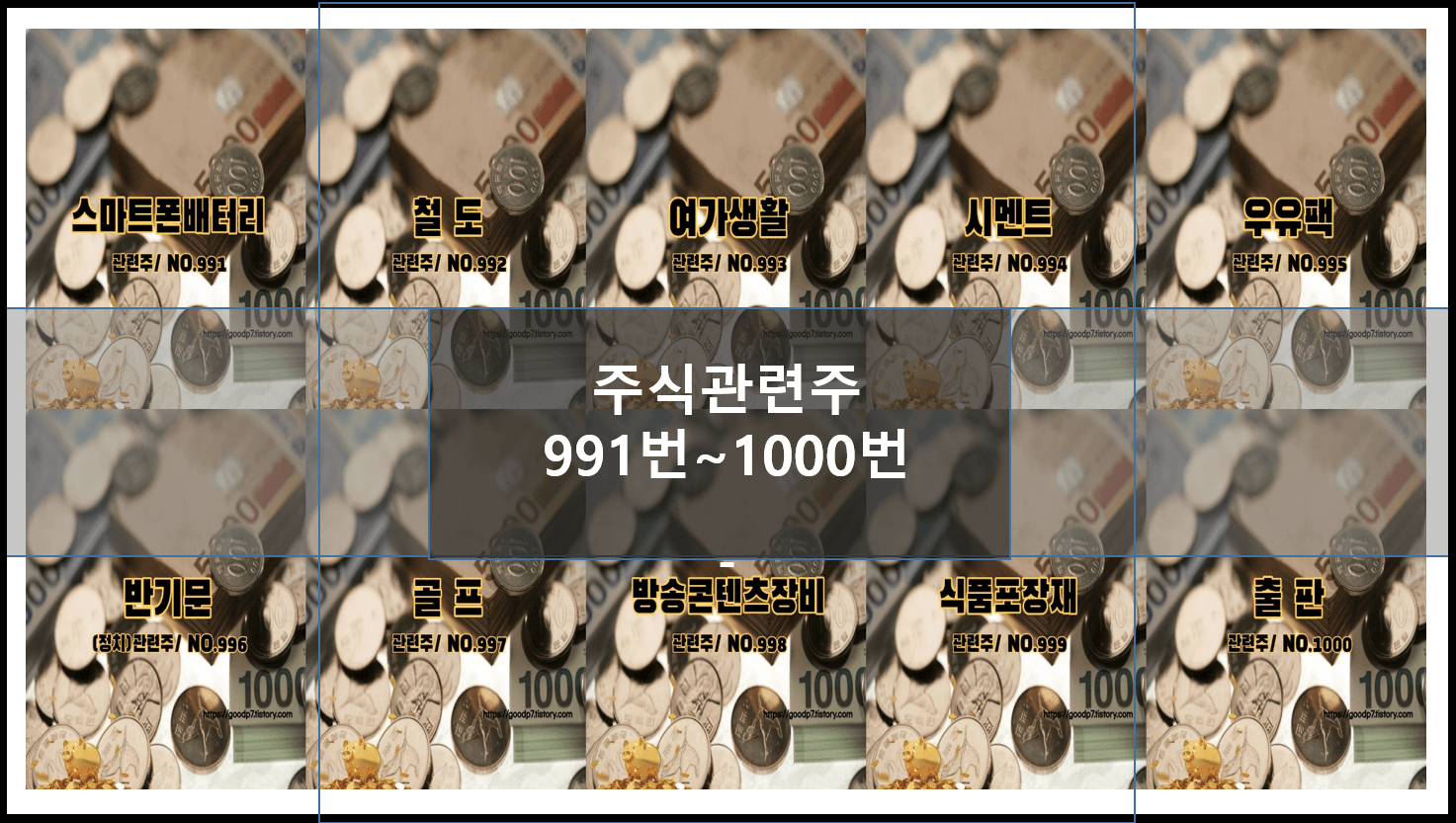 주식관련주 991번~1000번까지(스마트배터리,철도,여가생활,시멘트,우유팩,반기문,골프,방송콘텐츠장비,식품포장재,출판)