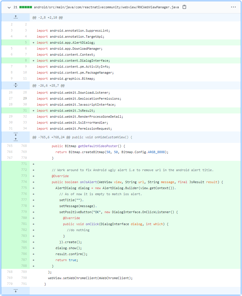 react-native webview alert message url 안보이도록 ... — 웹인스토리