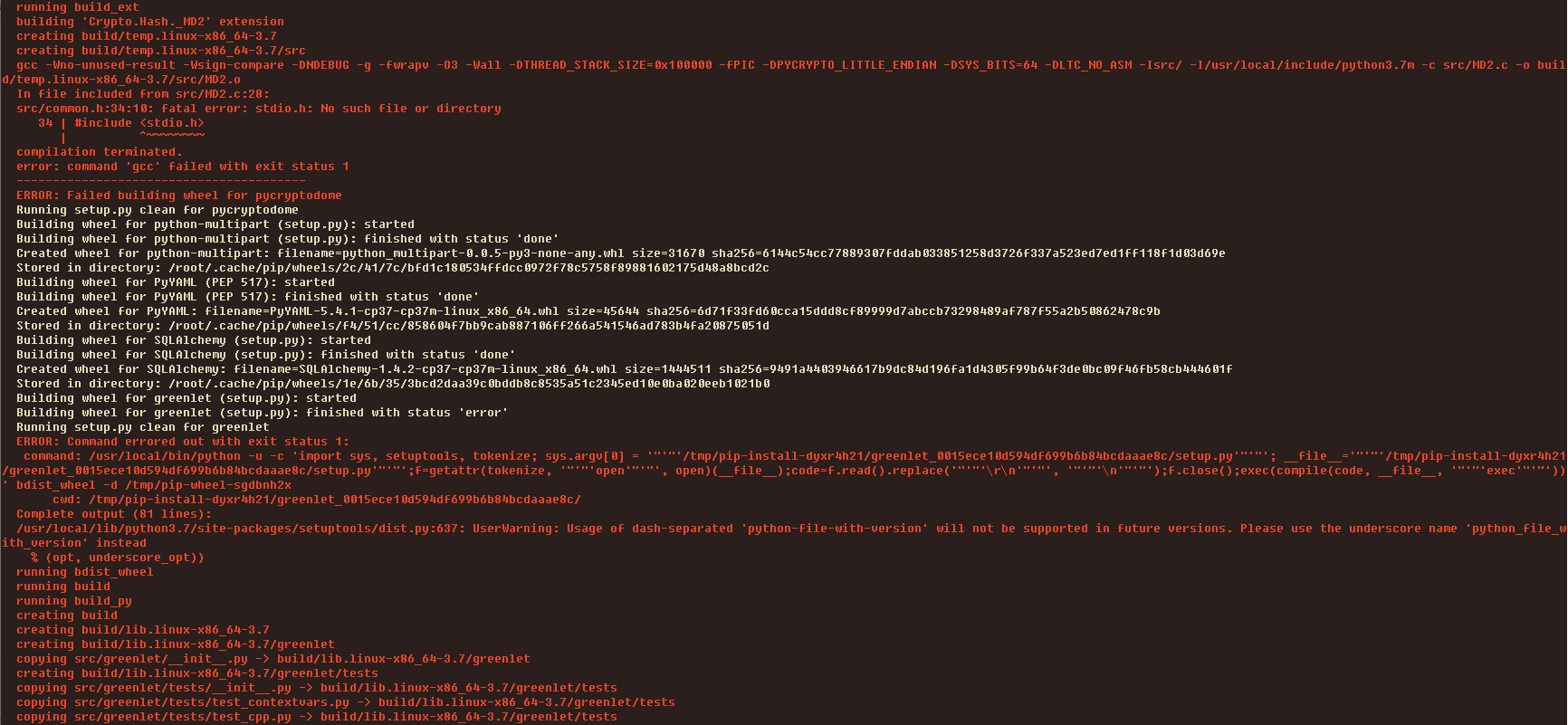 python:3.7.10-alpine Failed building wheel for pycryptodome - Error ...