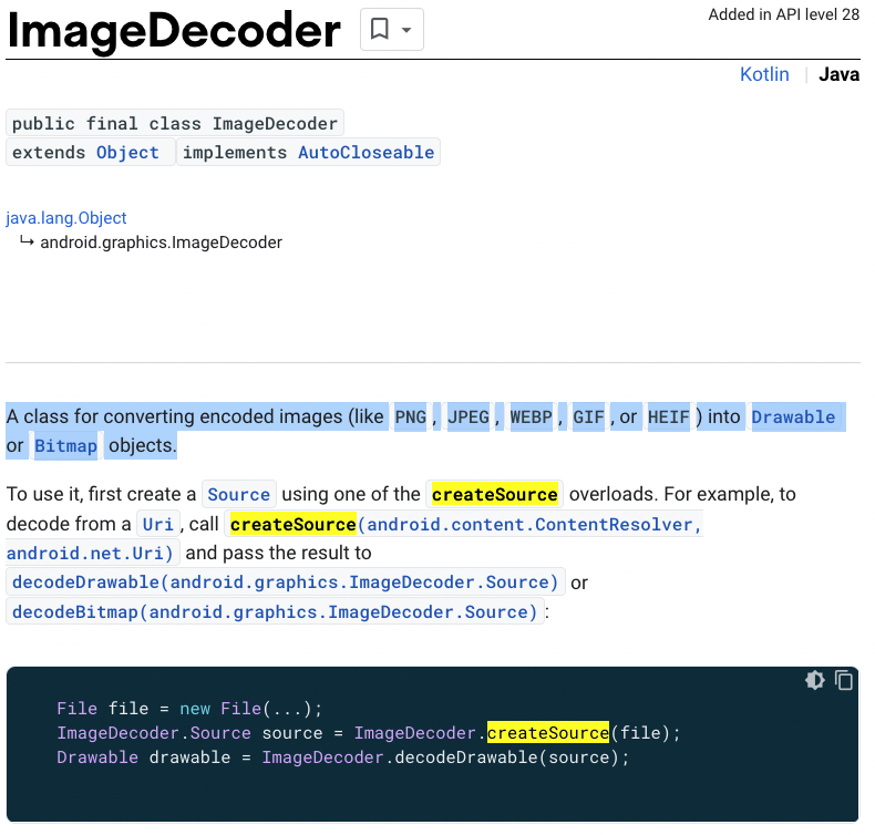 Uri 에서 Bitmap 파일 생성하는 방법 # getBitmap ImageDecoder