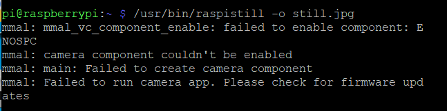 RaspberryPI4, raspistill [에러] :: Many drops make a shower