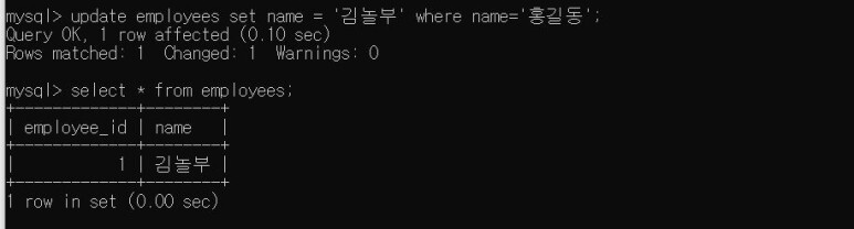 SQL 문법 (update, delete,where)