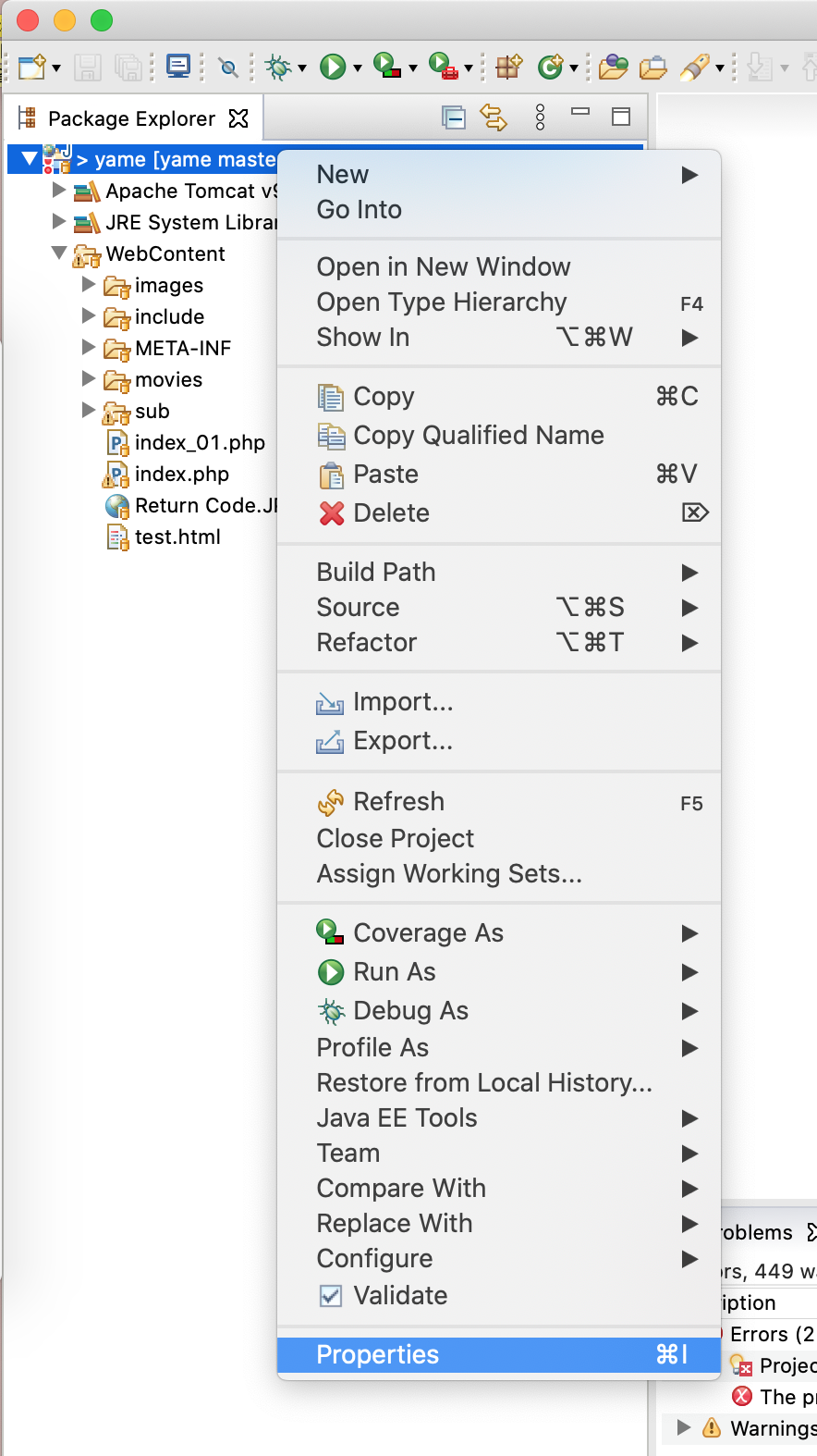 이클립스 github 연동 후 에러 해결 (Target runtime Apache Tomcat is not defined, Project is missing required ...