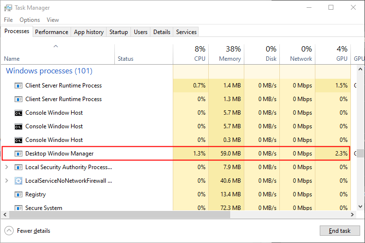 Desktop Window Manager(dwm.exe)란 무엇이며 실행되는 이유는?