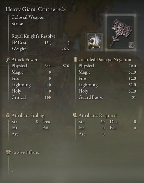 엘든 링 무기 빌드 거인 부수기 Giant-Crusher : 네이버 블로그