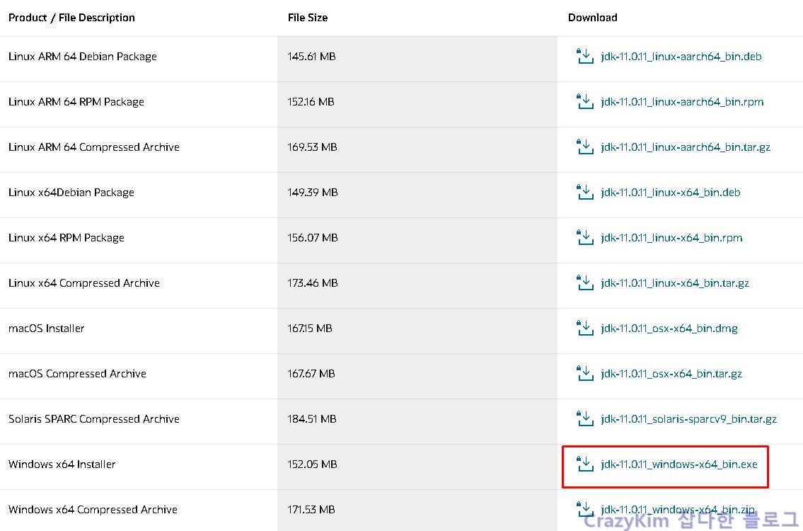 [JAVA] Window10의 JAVA SE 11 설치하기