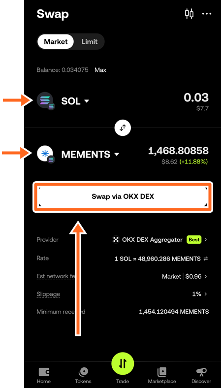 OKX 월렛 - MEMENTS 구입하기