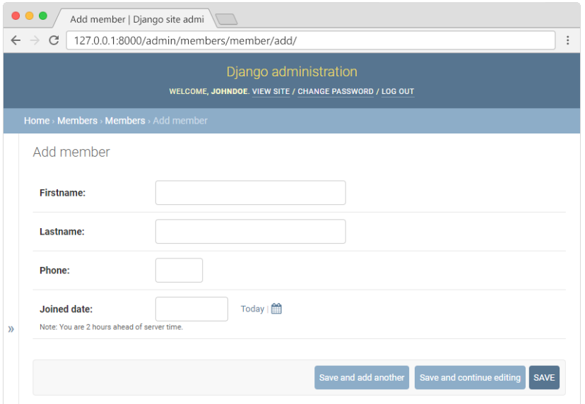 파이썬 Django Admin 회원 추가