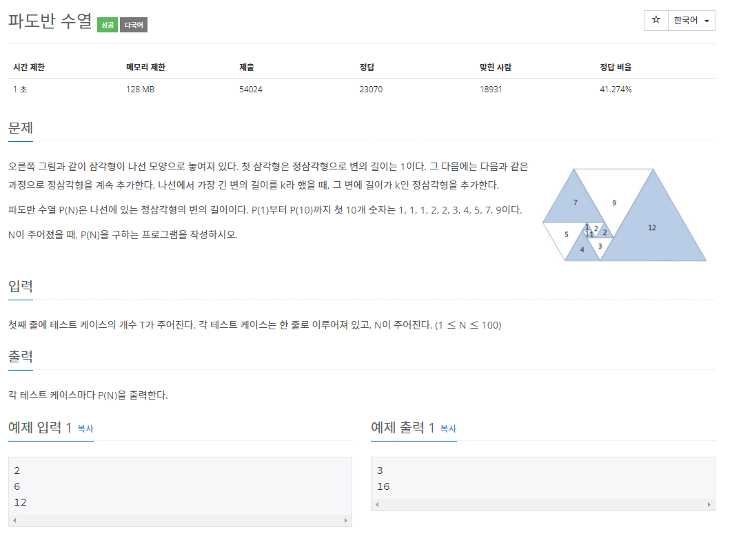 [Baekjoon/Python] 9461번: 파도반 수열 - 효과는 굉장했다!