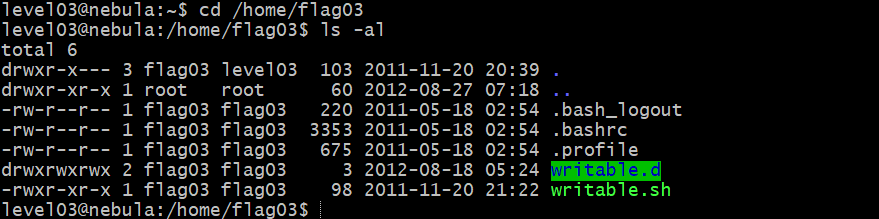 [Exploit-Exercises: Nebula] level03 풀이