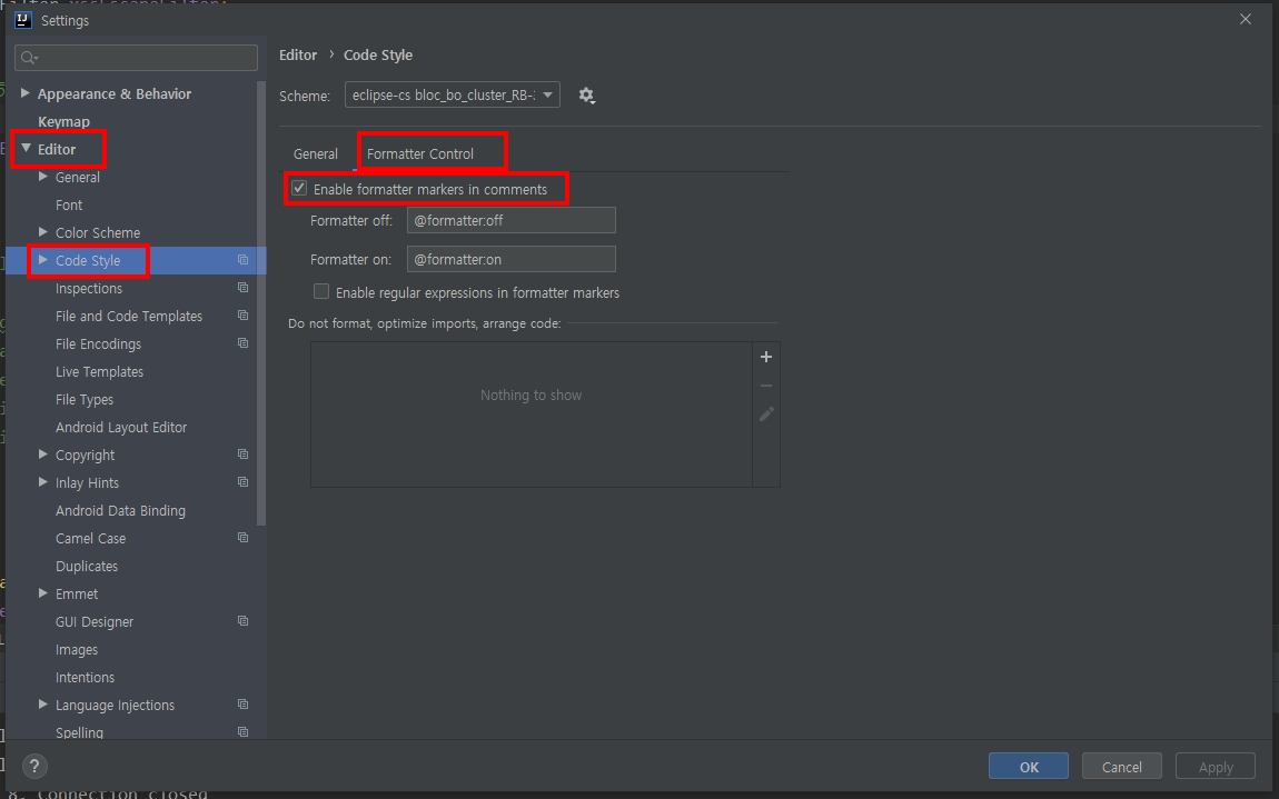 [IntelliJ] Formatting Actions Disabled @formatter off/on