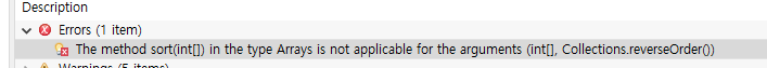 [Java] The method sort(int[]) in the type Arrays is not applicable for ...