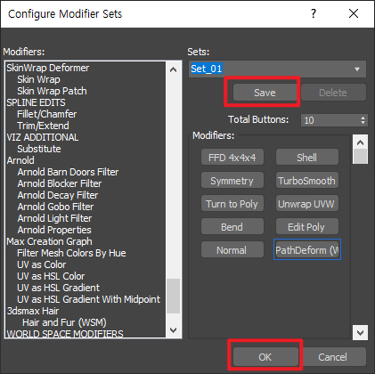 [3Dmax] 자주 사용하는 Modifier 기능 버튼으로 세팅하기 :: 몽맹이네 정리노트