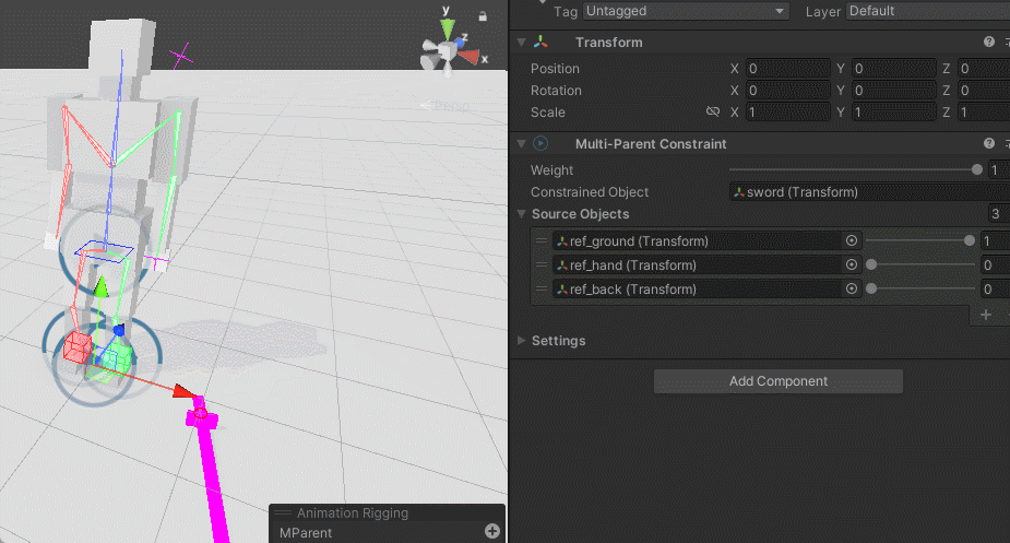 [Unity] 애니메이션 리깅 (2) - Constraint