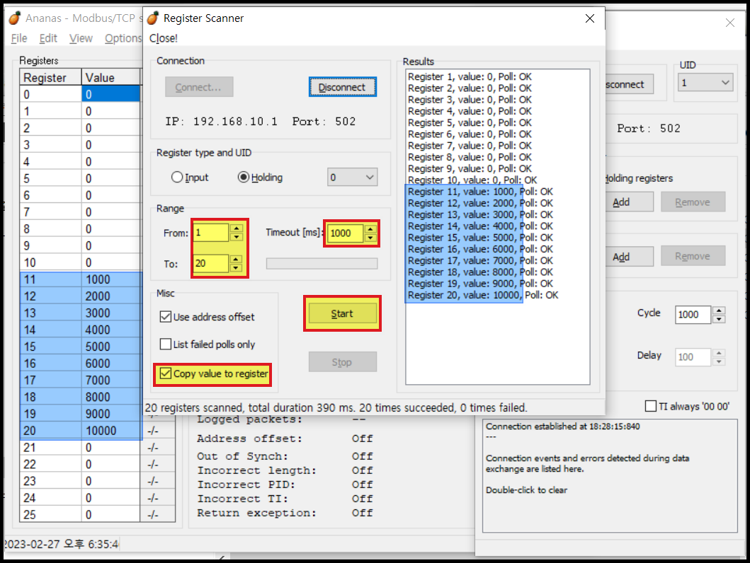Modbus TCP 무료 시뮬레이터 - Annas64 (Free ModbusTCP simulator)