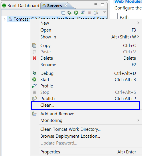 'Starting Tomcat v7.0 Server at localhost' has encountered a problem. Server Tomcat v7.0 Server ...