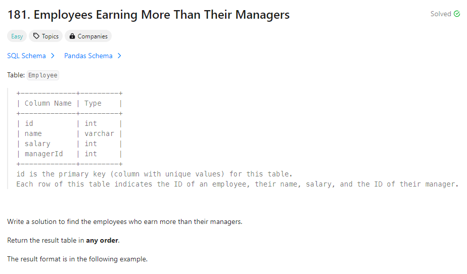 [LeetCode 181번 / MySQL] 181 : Employees Earning More Than Their ...