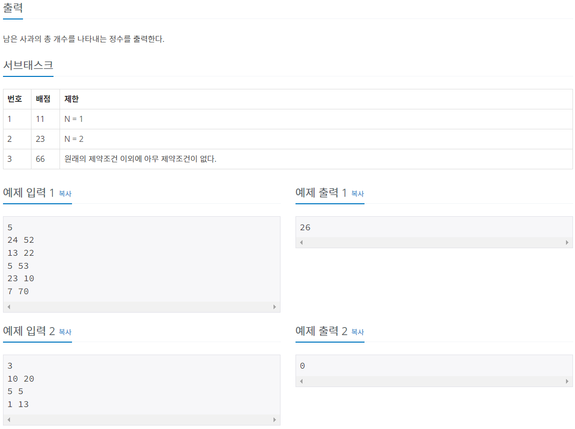 [백준/BOJ] 10833번 : 사과 (JAVA / 자바) :: 코딩하는 코알못