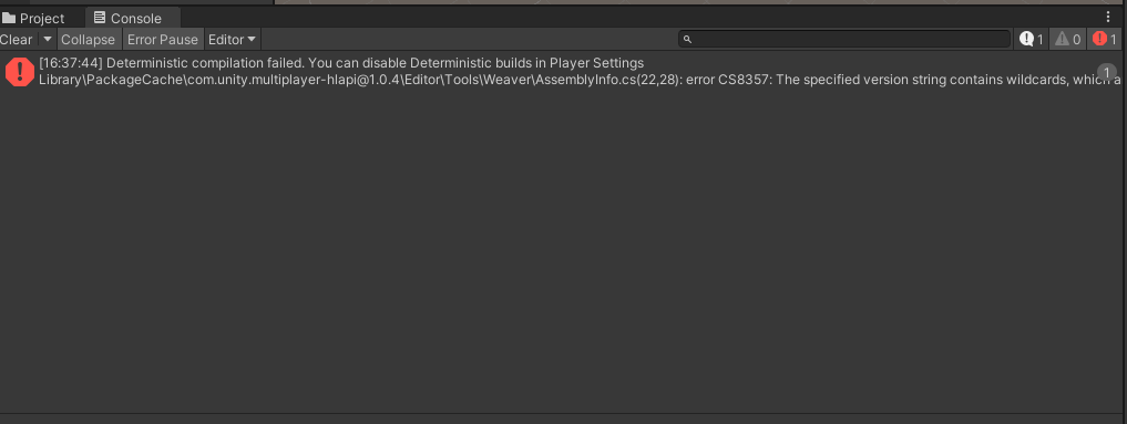 (Unity/ error: CS8357) deterministic compilation failed