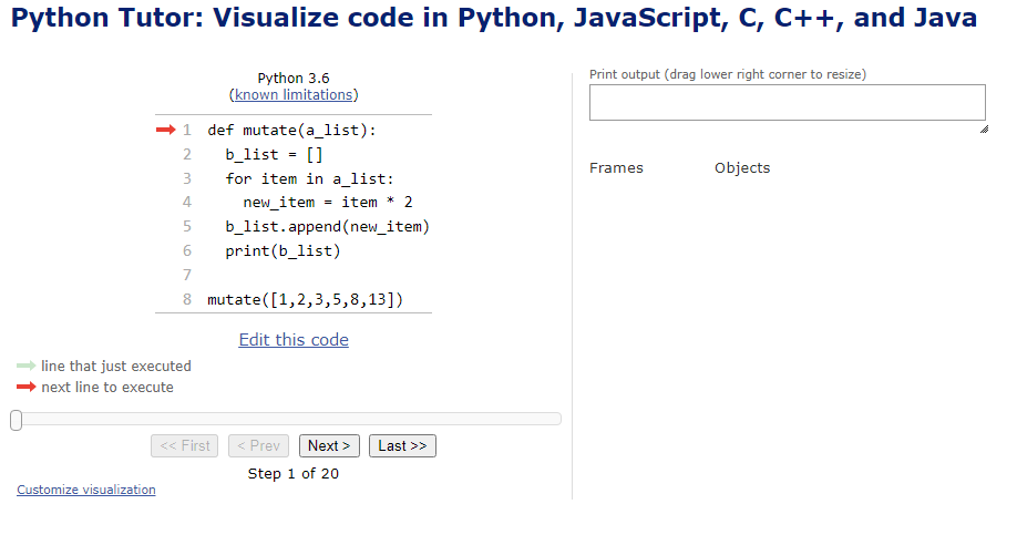 파이썬 python 실행 과정을 단계별로 보여주는 사이트 - AllisHere