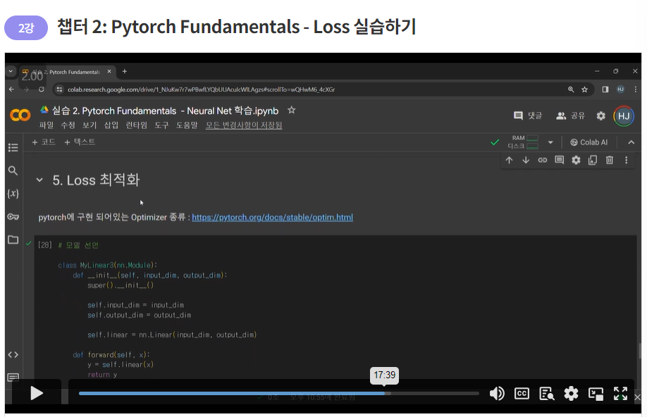[Optimizer] 메타코드 강의 후기_챕터2: Pytorch Fundamentals - Loss 실습하기