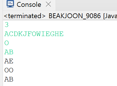문자열 - 9086번 (Java 풀이)