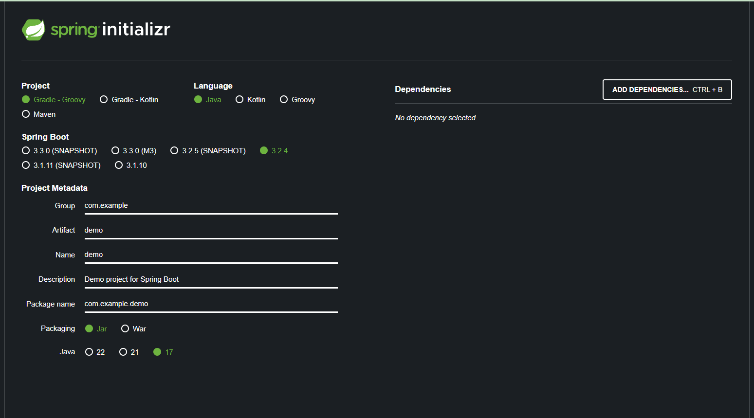 Spring Boot 프로젝트 생성