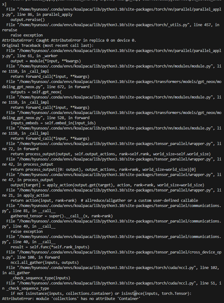 [llm Tuning 오류] Attributeerror Module Collections Has No Attribute Container