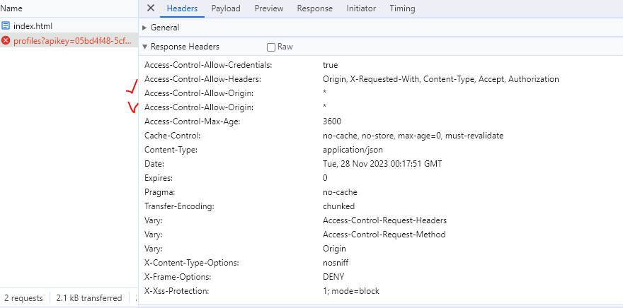 🎉 The 'Access-Control-Allow-Origin' header contains multiple values '*, *' :: 구름사이