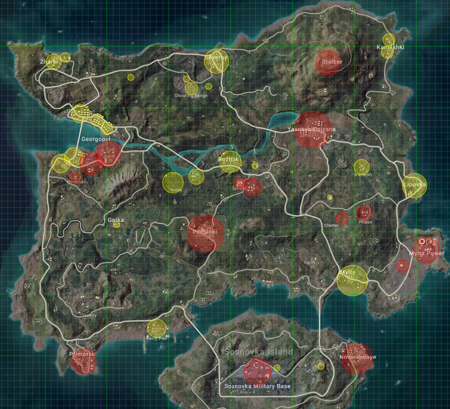 배틀그라운드 에란겔 아이템, 자동차 고정젠 위치(+꿀자리)