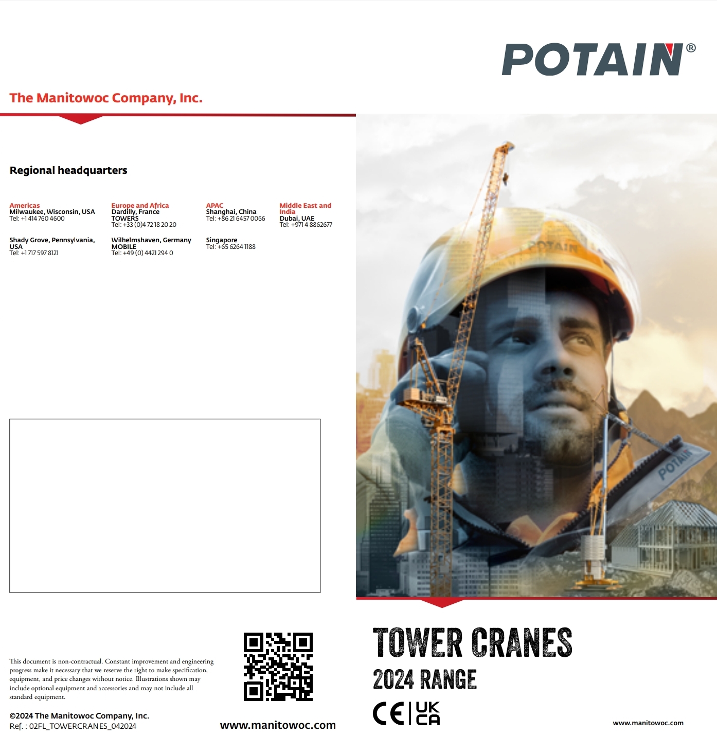 [매뉴얼] Potain Tower Cranes Range Brochure v2024 :: 건설장비 사고사례 및 법규