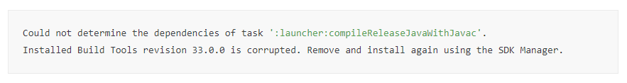 [Gradle Error] Could not determine the dependencies of task ':launcher ...