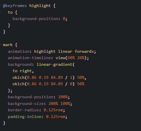 [해피CGI][cgimall] CSS-only scroll-driven text highlights 스크롤시 텍스트 하이라이트 에니메이션