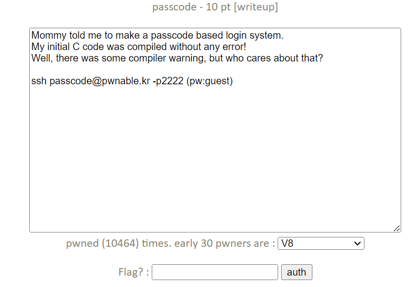pwnable.kr passcode 풀이