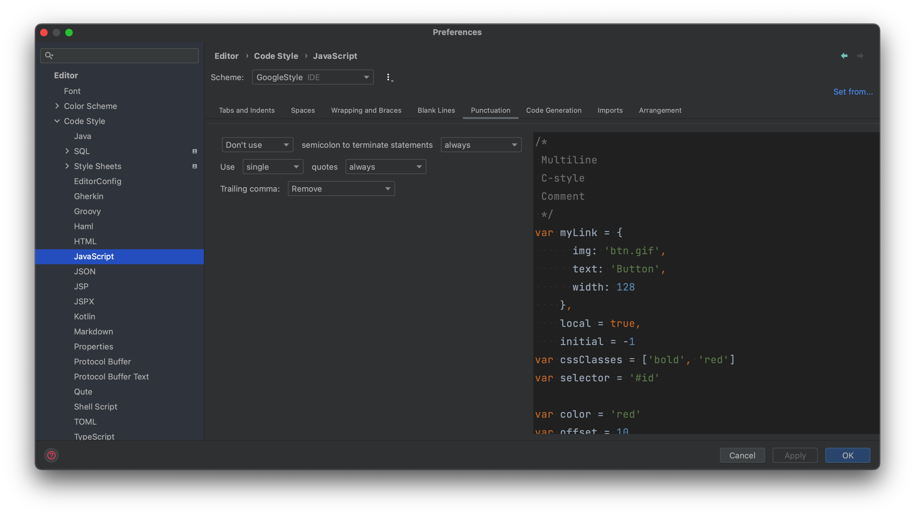 Semicolon auto disable in IntelliJ(Js/Ts)