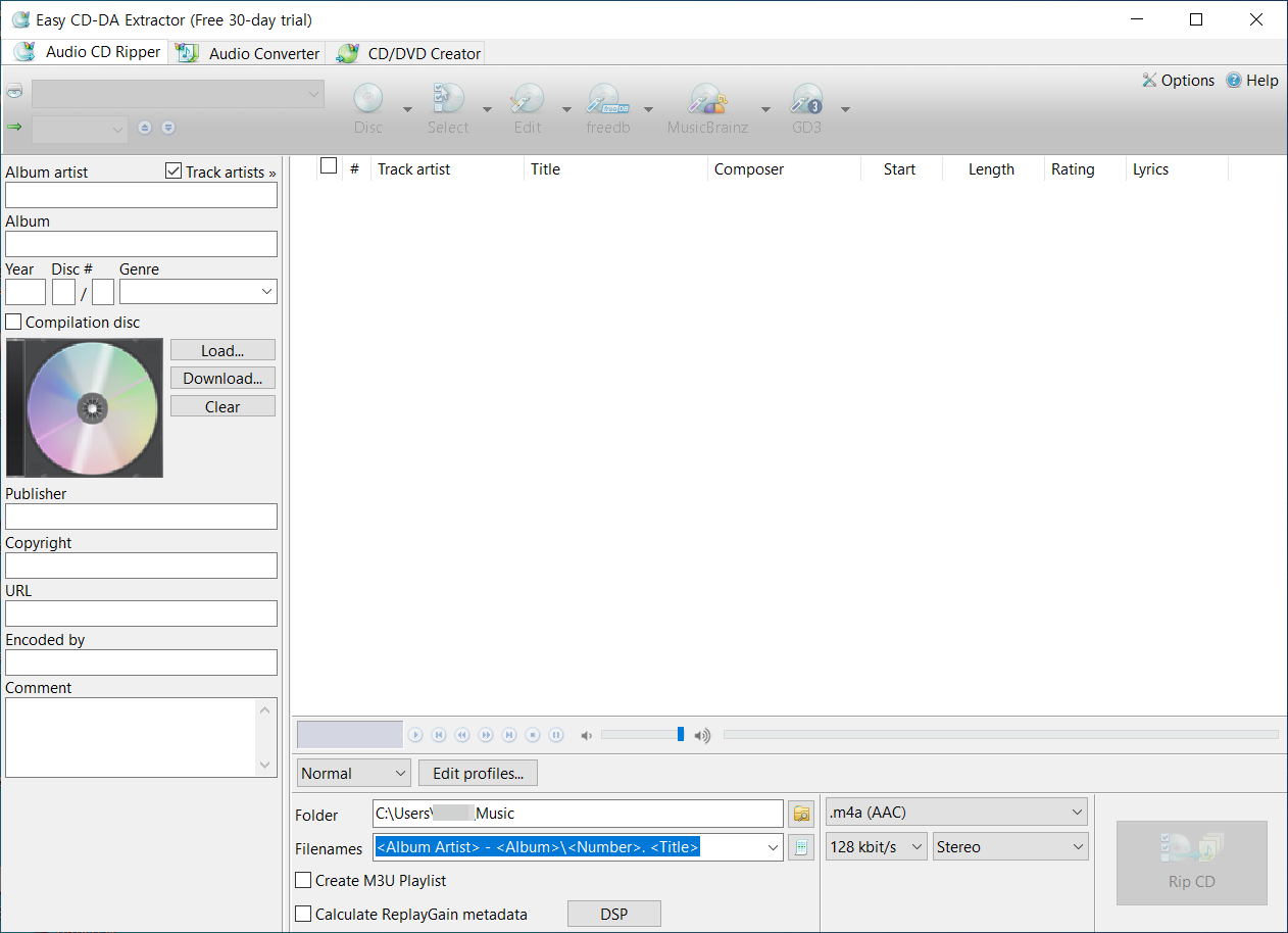 오디오CD→MP3 및 음악파일 변환 프로그램 Easy CD-DA Extractor
