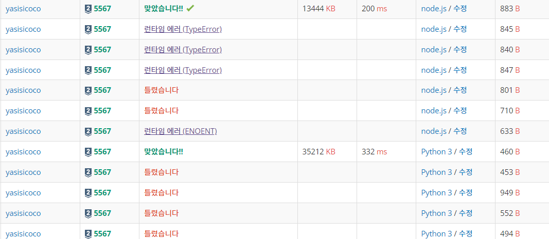 [BOJ#5567] 결혼식 (Python, NodeJS)