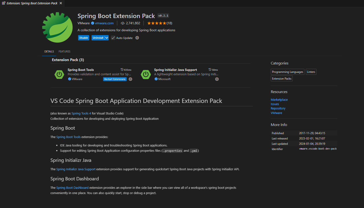 [SpringBoot] VSCODE에서 Spring Boot 환경설정하고 프로젝트 생성하기
