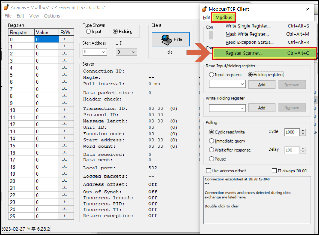 Modbus TCP 무료 시뮬레이터 - Annas64 (Free ModbusTCP simulator)
