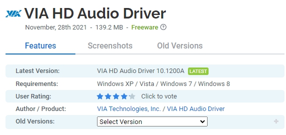 VIA HD Audio Driver 무료 다운로드