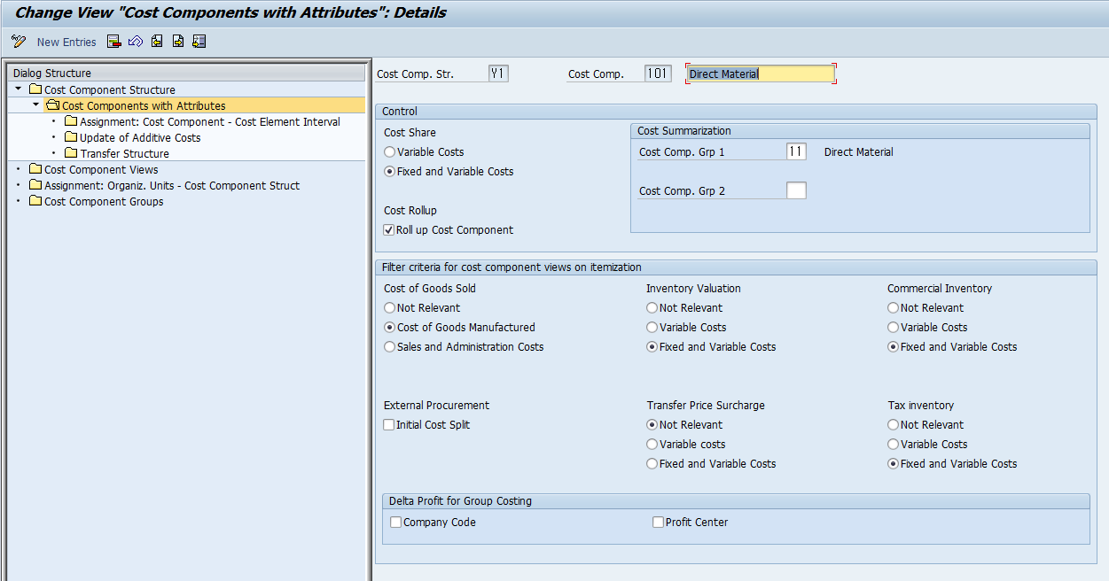 [SAP CO] 원가구성요소 구조(Cost component structure) 에 관하여(1)