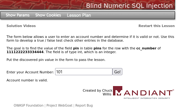 [SK shieldus Rookies 19기] WebGoat - String / Numeric / Blind sql injection