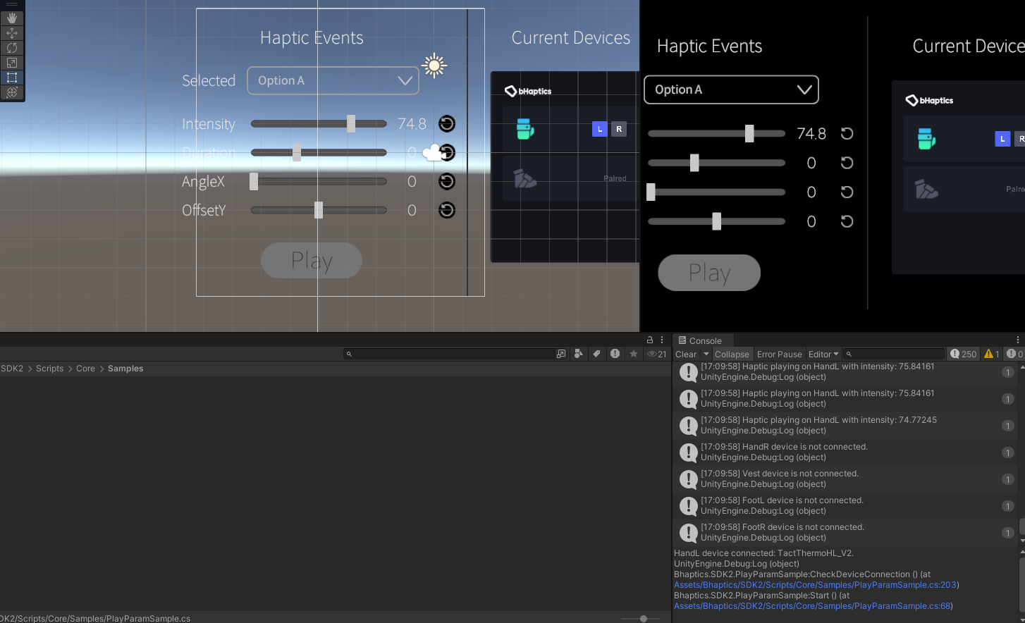 [Unity] bHaptics 슬라이더로 강도(intensity) 조절하기 — sillon coding