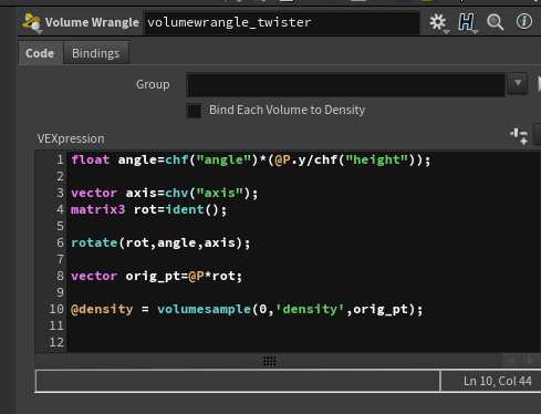 volumesample 활용하여 swirl효과 주기