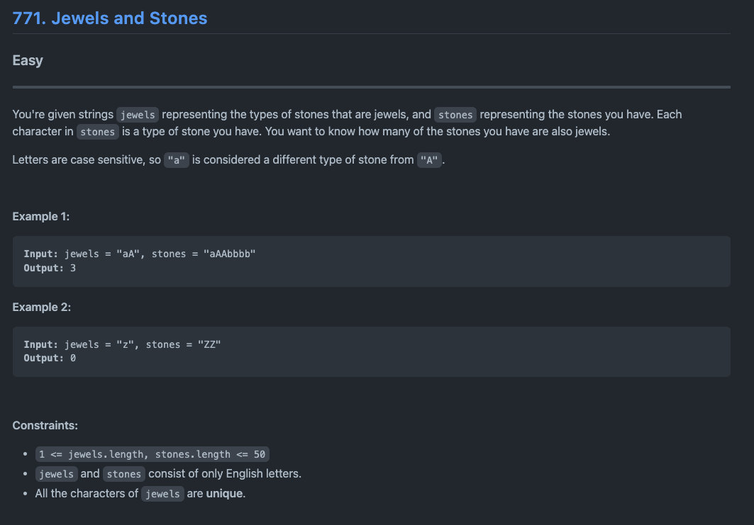 [algorithm] leetcode 771 - Jewels and Stones (파이썬)